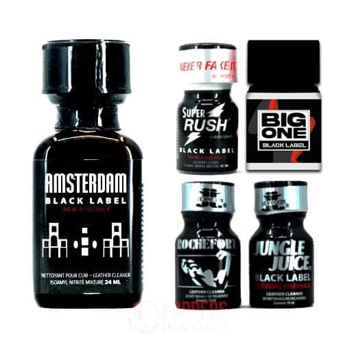Poppers Pack Black Label | Lot de 5 flacons très puissants